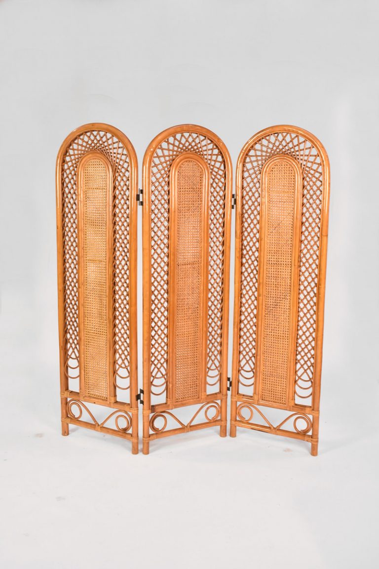 Cane & Bamboo 3 Panel Screen - The Classic Modern Prop Hire Company