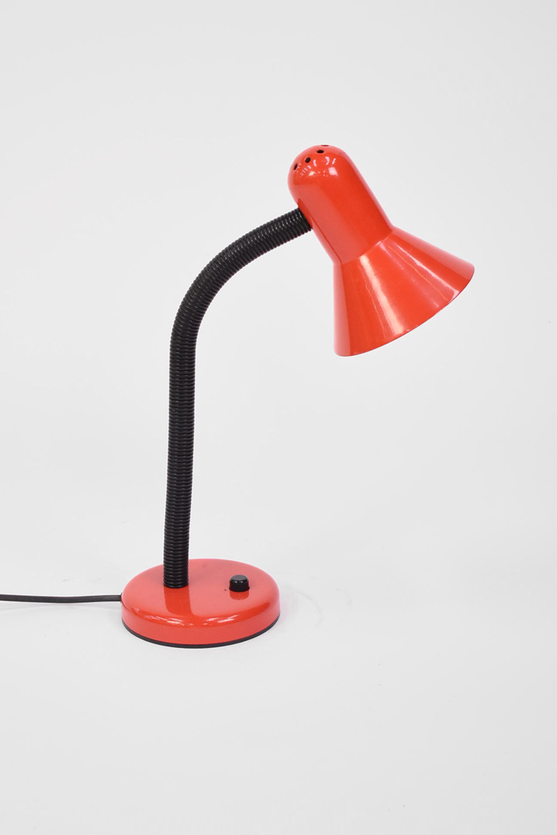 Red Metal Adjustable Desk Lamp - The Classic Modern Prop Hire Company