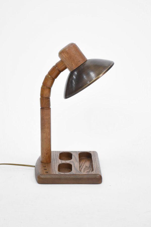 Wooden Lamp with Desk Tidy - The Classic Modern Prop Hire Company