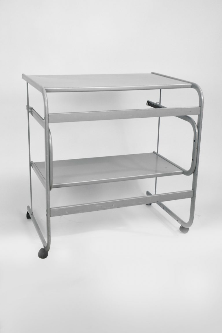 4 Tier Silver Metal Office Trolley - The Classic Modern Prop Hire Company