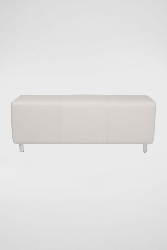 White Leather Bench - The Classic Modern Prop Hire Company