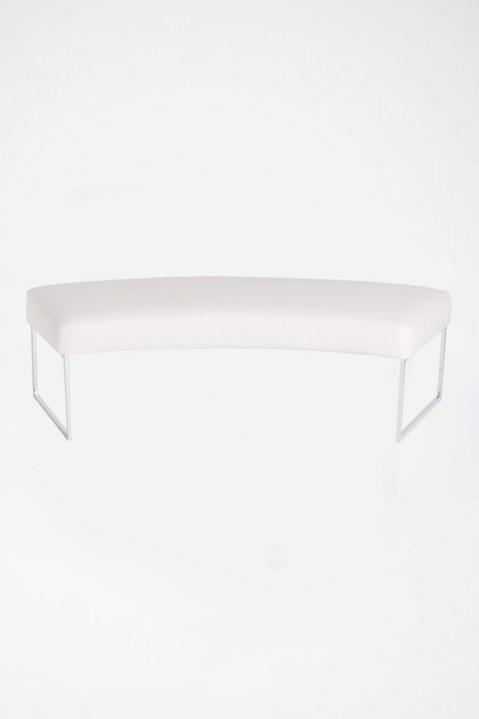 White Leather Snake Bench - The Classic Modern Prop Hire Company