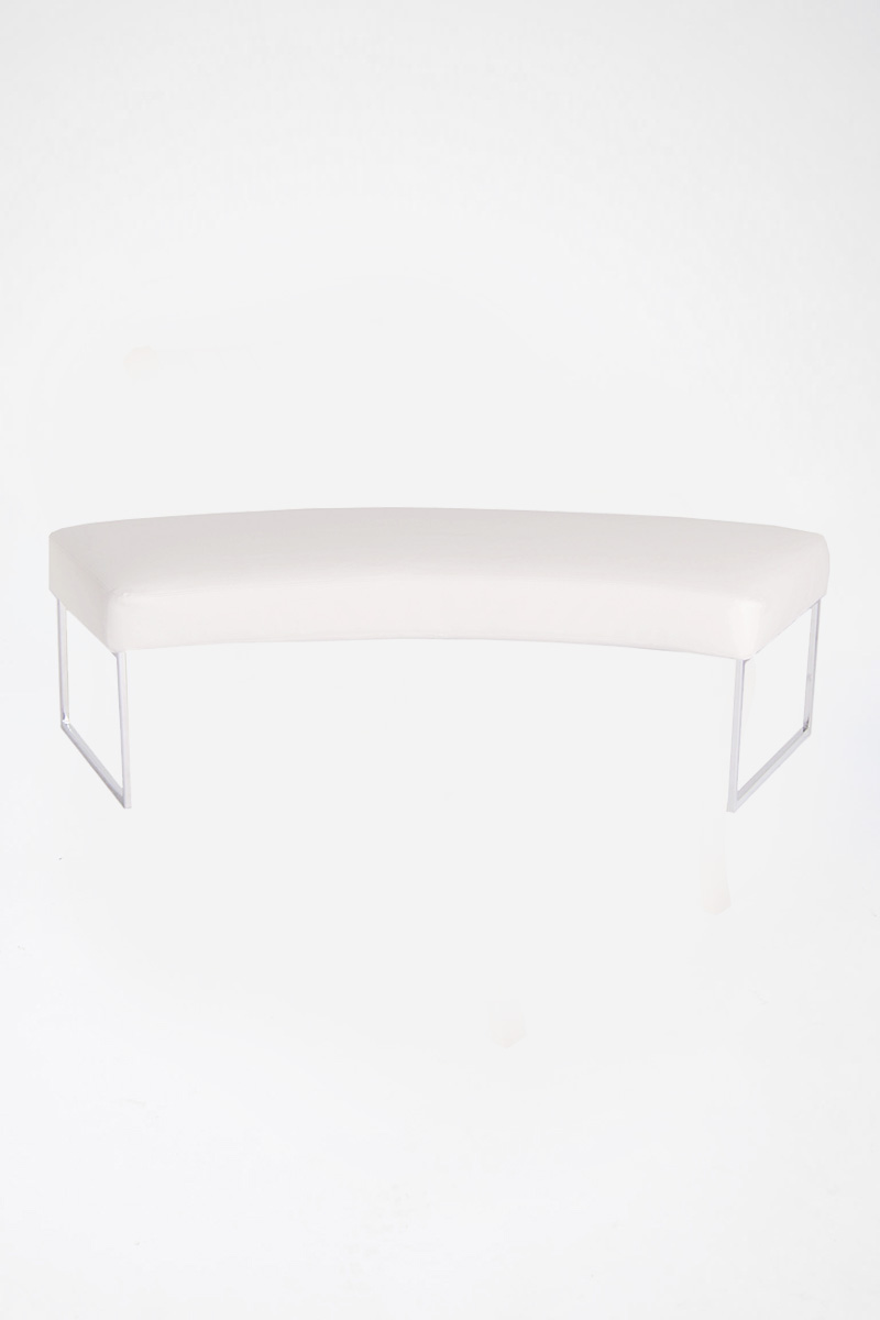 White Leather Snake Bench - The Classic Modern Prop Hire Company