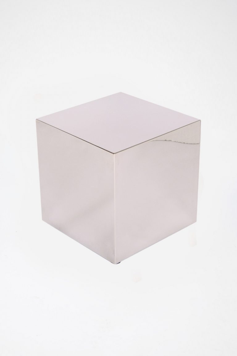 Stainless Steel Mirror Cube Side Table - The Classic Modern Prop Hire ...