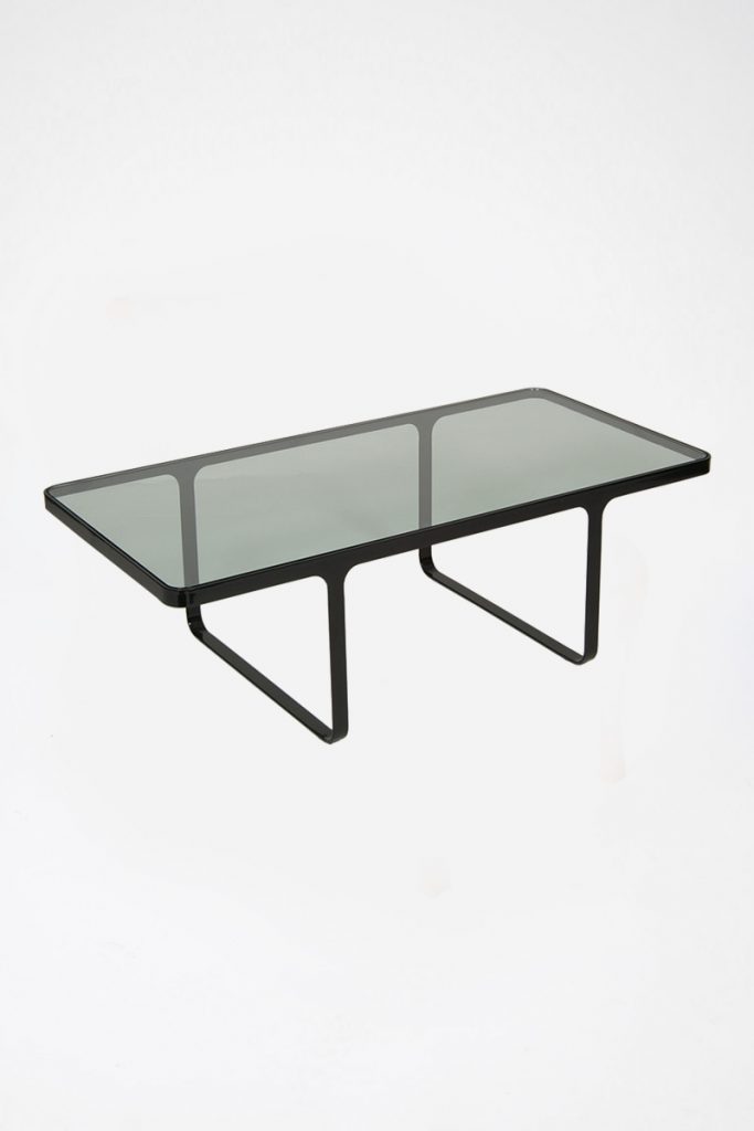 Black Glass Top Trace Coffee Table - The Classic Modern Prop Hire Company
