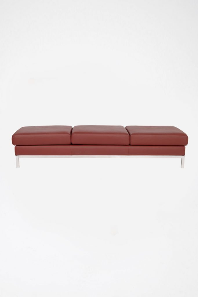 Maroon Leather Bench - The Classic Modern Prop Hire Company