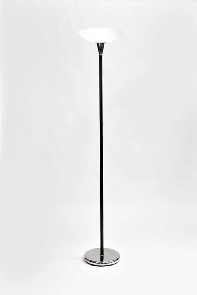 Black Uplighter With Chrome Base - The Classic Modern Prop Hire Company