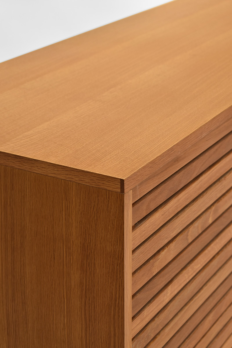 Oak Slatted Sideboard - The Classic Modern Prop Hire Company