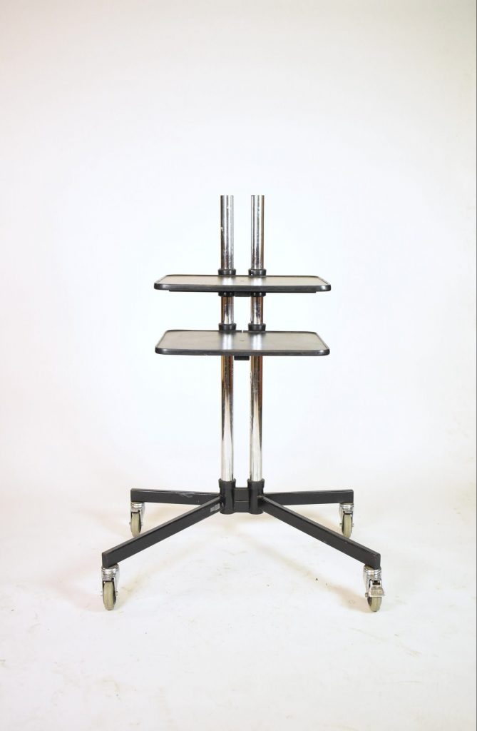 Black & Chrome Monitor Stand - The Classic Modern Prop Hire Company