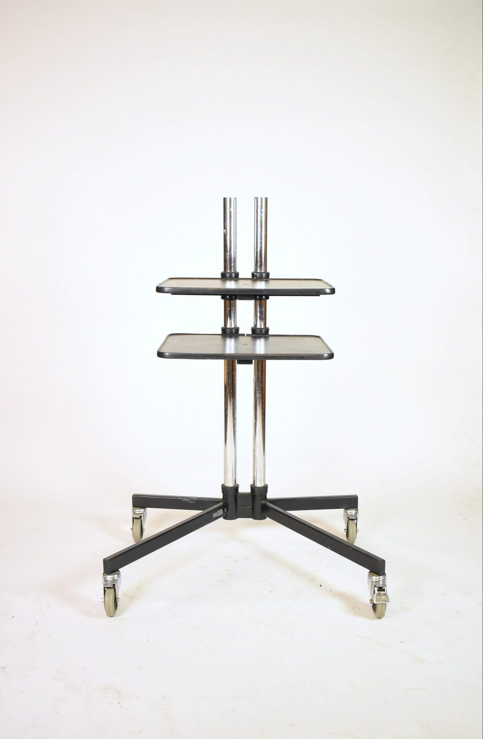 Black & Chrome Monitor Stand - The Classic Modern Prop Hire Company