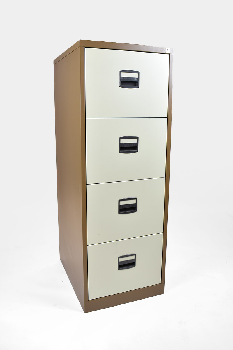 Brown Beige Metal Filing Cabinet - The Classic Modern Prop Hire Company