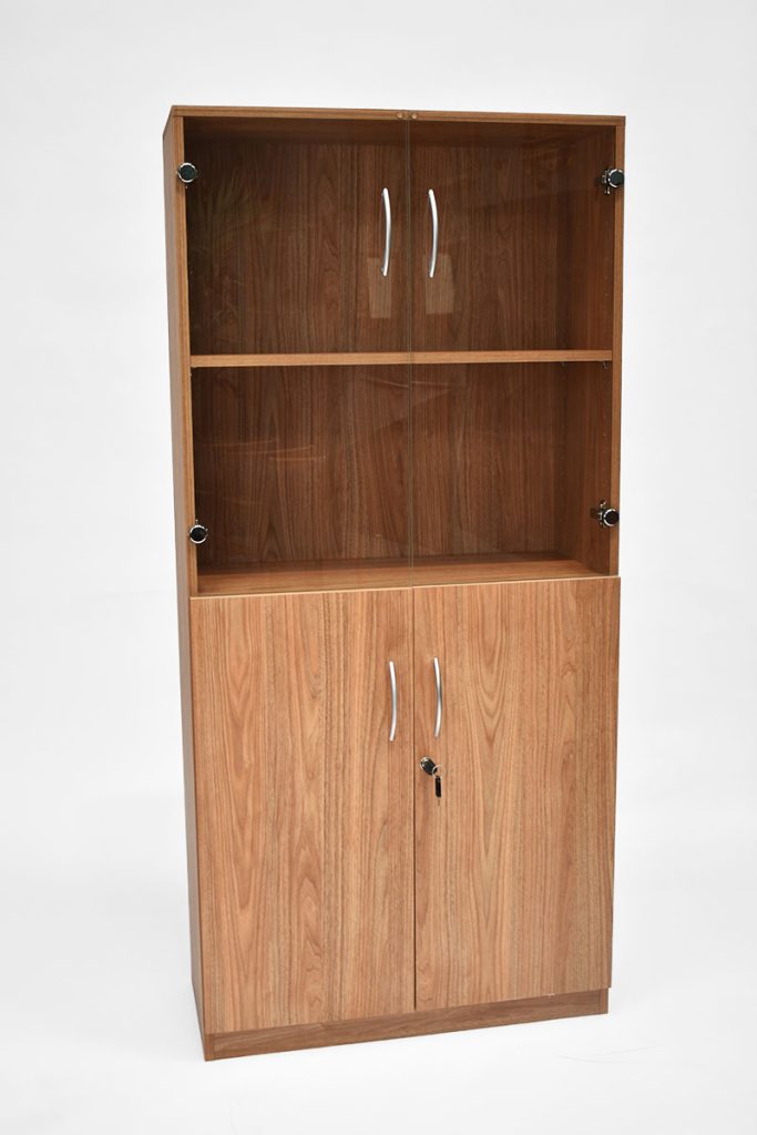 Walnut Office Display Cabinet - The Classic Modern Prop Hire Company